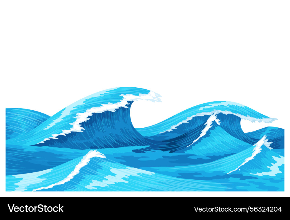 Ocean waves splash water marine sea storm Vector Image