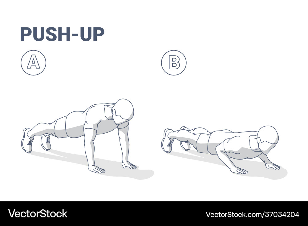 Push-ups men home workout exercise silhouette Vector Image