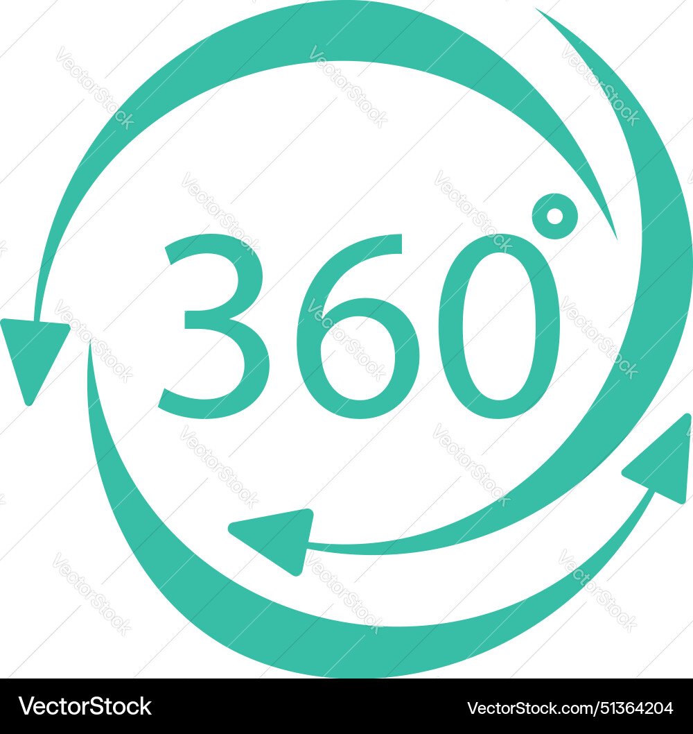 Simple teal 360 degree rotation icon isolated Vector Image