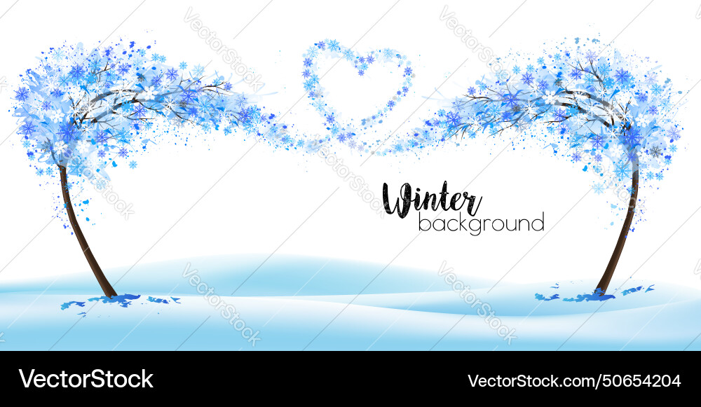 Winter nature background with stylized trees Vector Image
