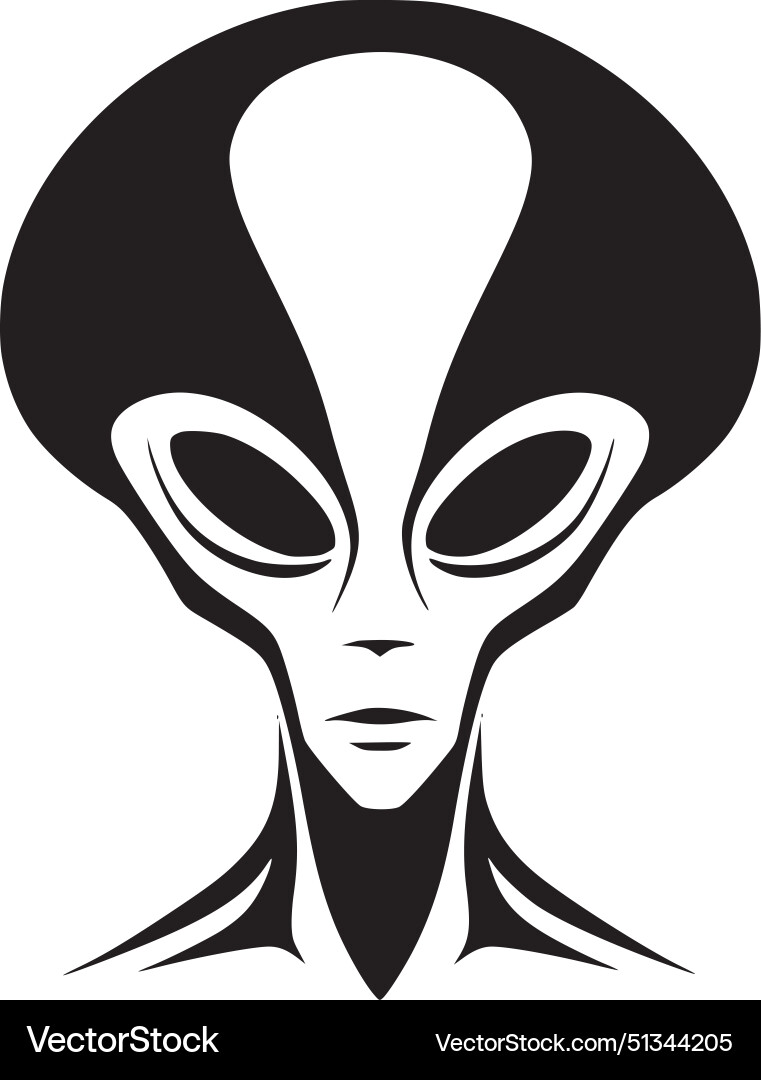 Alien - black and white Royalty Free Vector Image