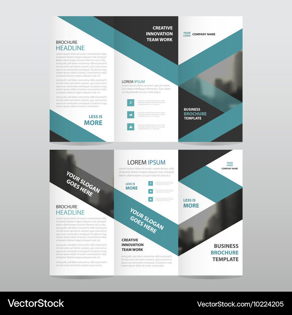 Blue triangle business trifold leaflet brochure Vector Image