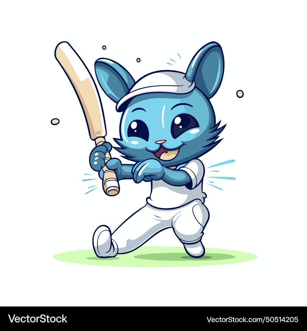 Cute cartoon rabbit baseball player mascot Vector Image