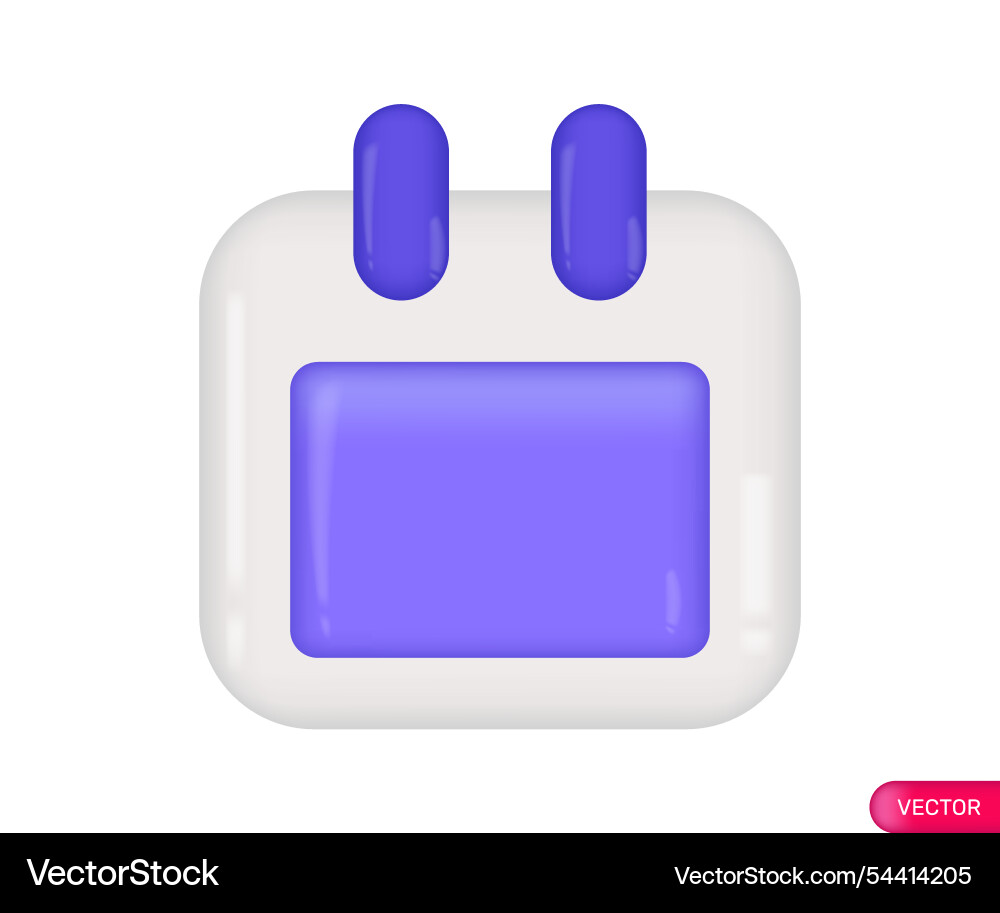 Diary calendar purple realistic 3d design icon Vector Image