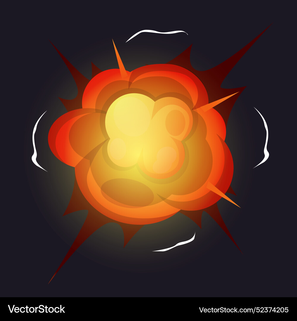 Fire explosion flame burst weapon boom effect Vector Image