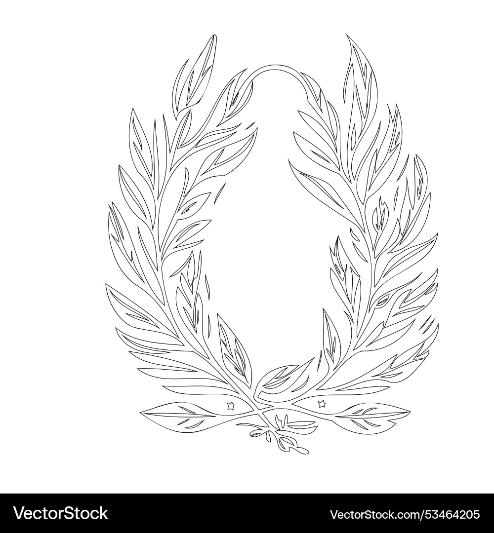 Laurel wreath outline sketch Royalty Free Vector Image