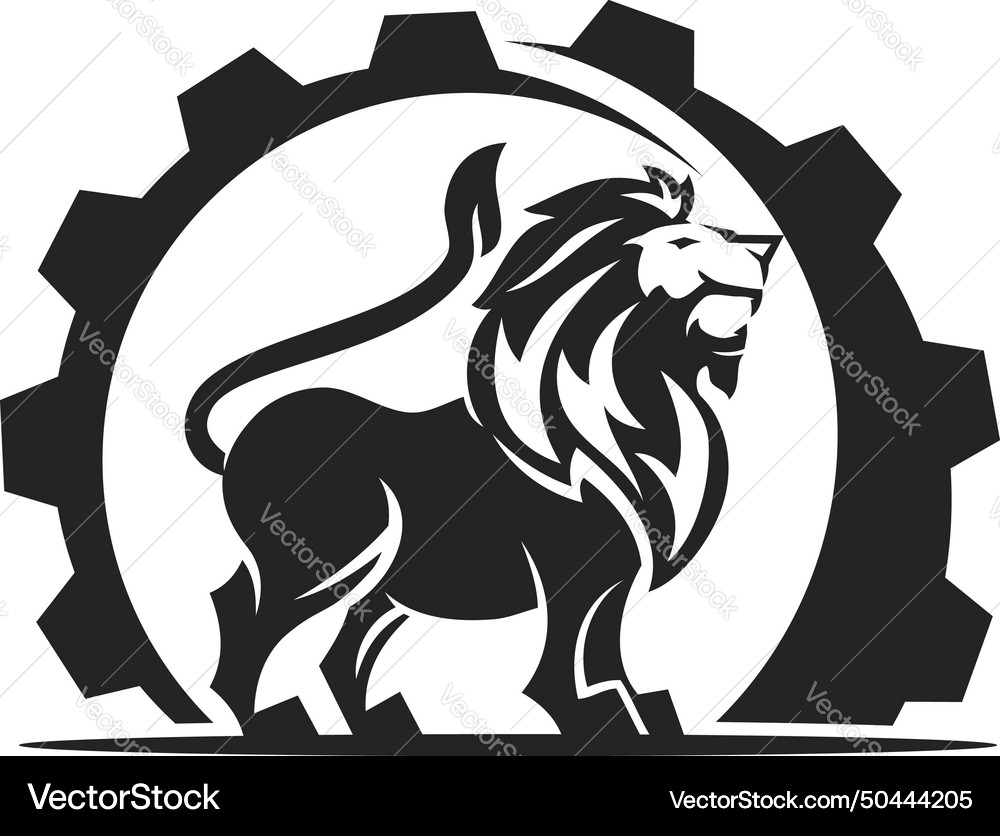 Lion Gear Brand Identity Icon Royalty Free Vector Image