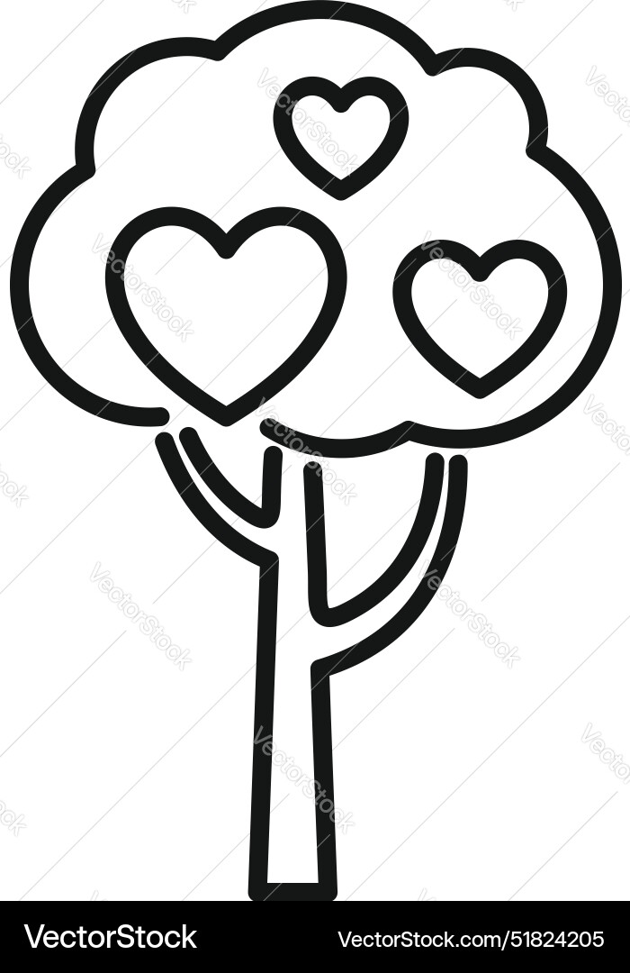 Love tree growing hearts romance symbol icon Vector Image