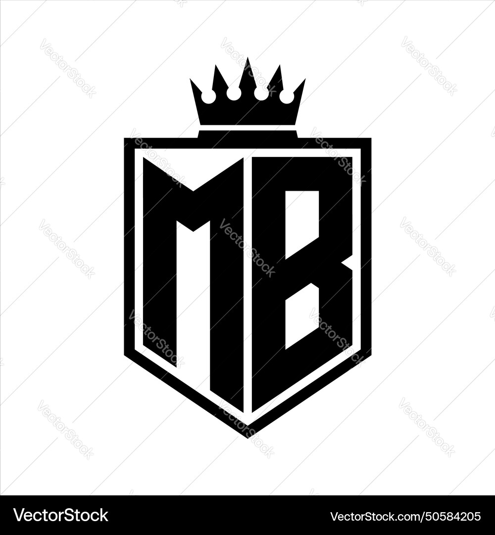 Mb logo monogram bold shield geometric shape Vector Image