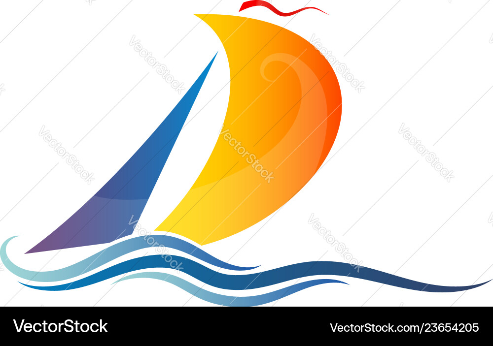 Sailing ship on a blue wave Royalty Free Vector Image