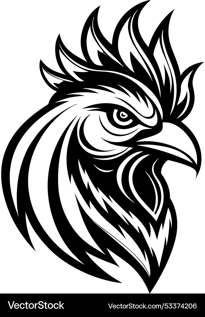 Bold rooster head tribal design Royalty Free Vector Image
