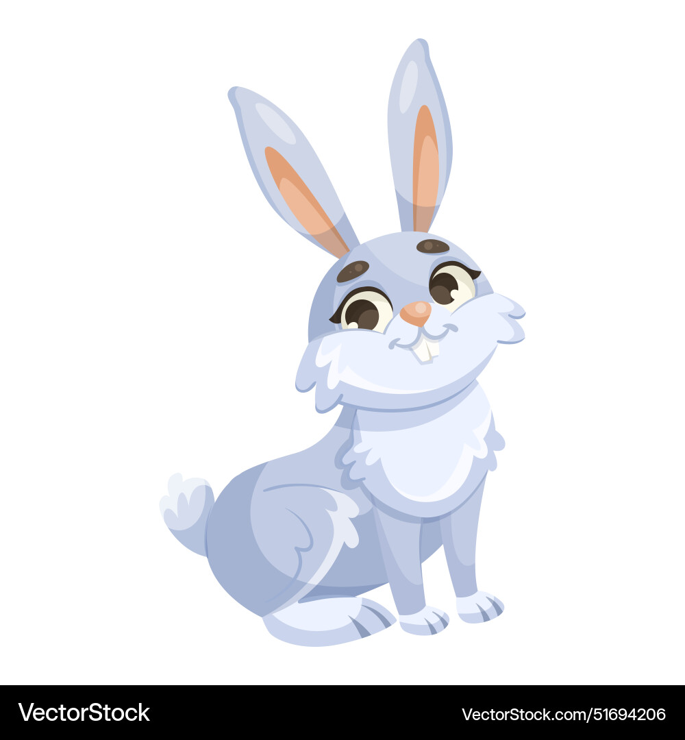 Cute cartoon bunny on white background Royalty Free Vector