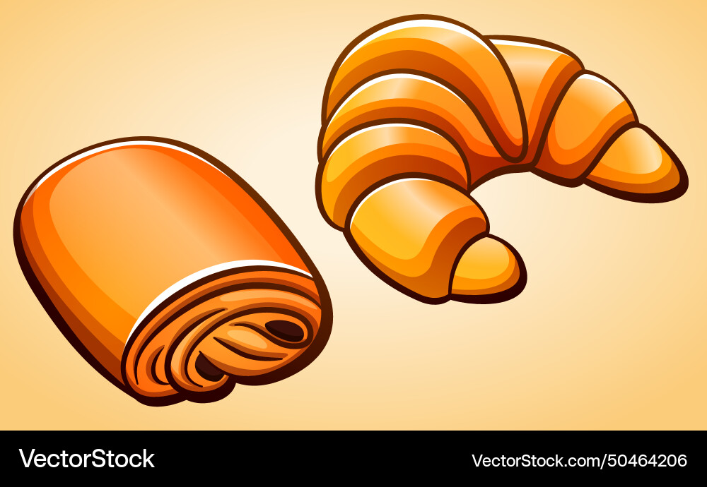 French breakfast pastries isolated cartoon Vector Image