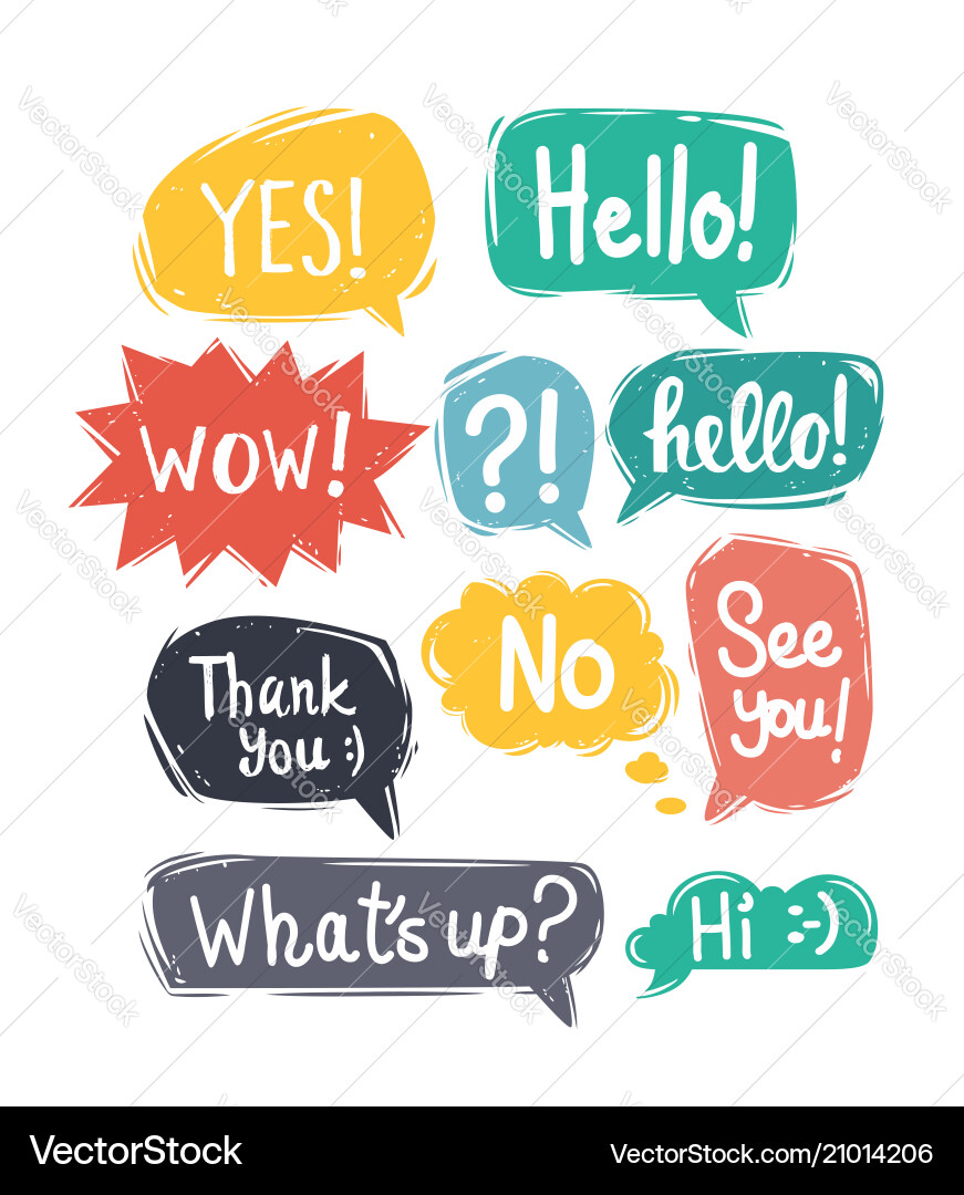 Hand Drawn Speech Bubbles Set Royalty Free Vector Image