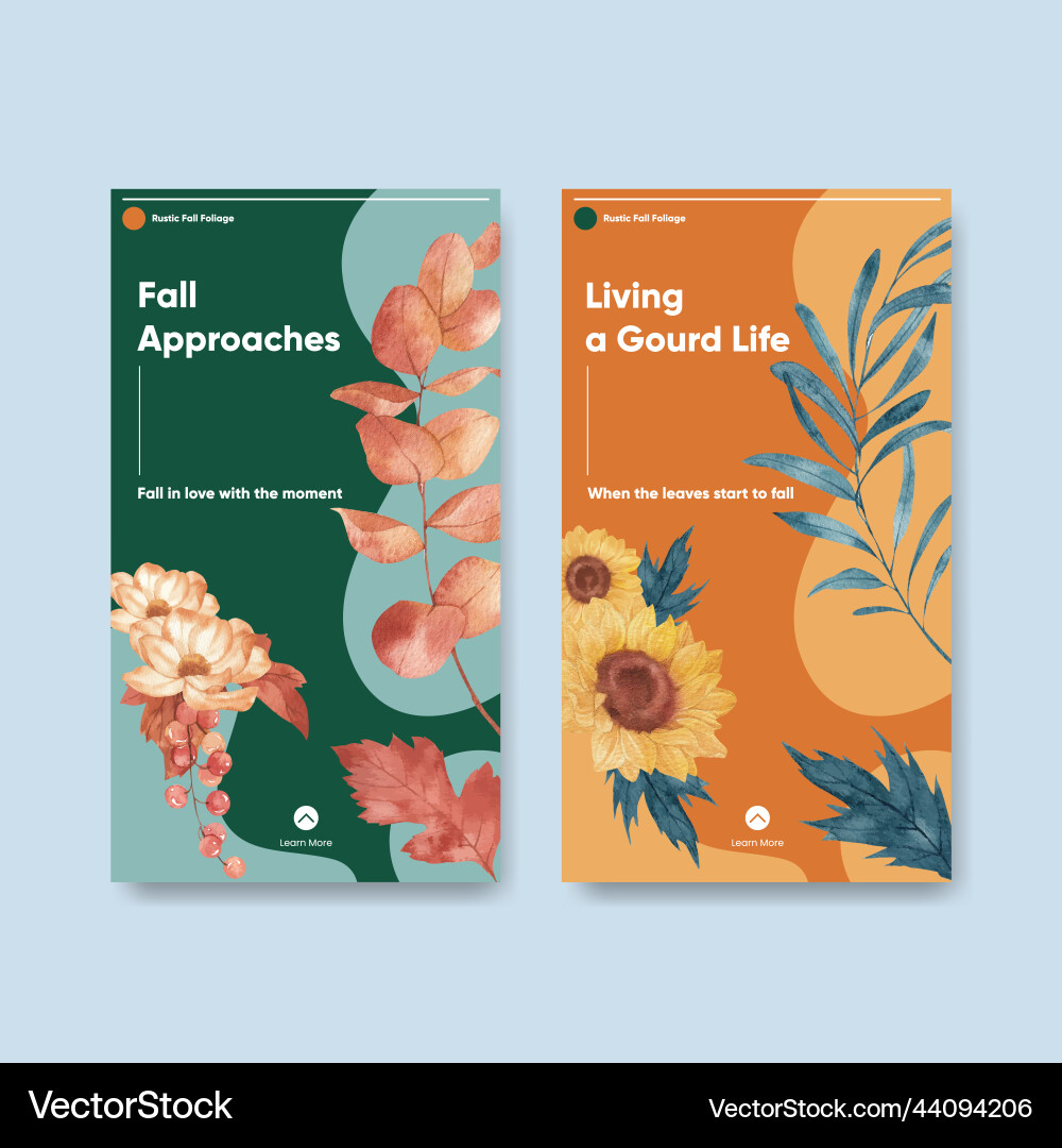 Instagram template with rustic fall foliage Vector Image