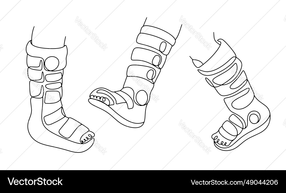 Leg orthopedic boot one line Royalty Free Vector Image