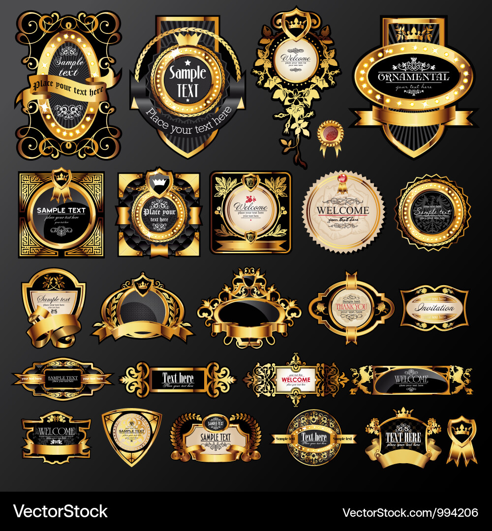 Luxury Gold Labels Set Royalty Free Vector Image