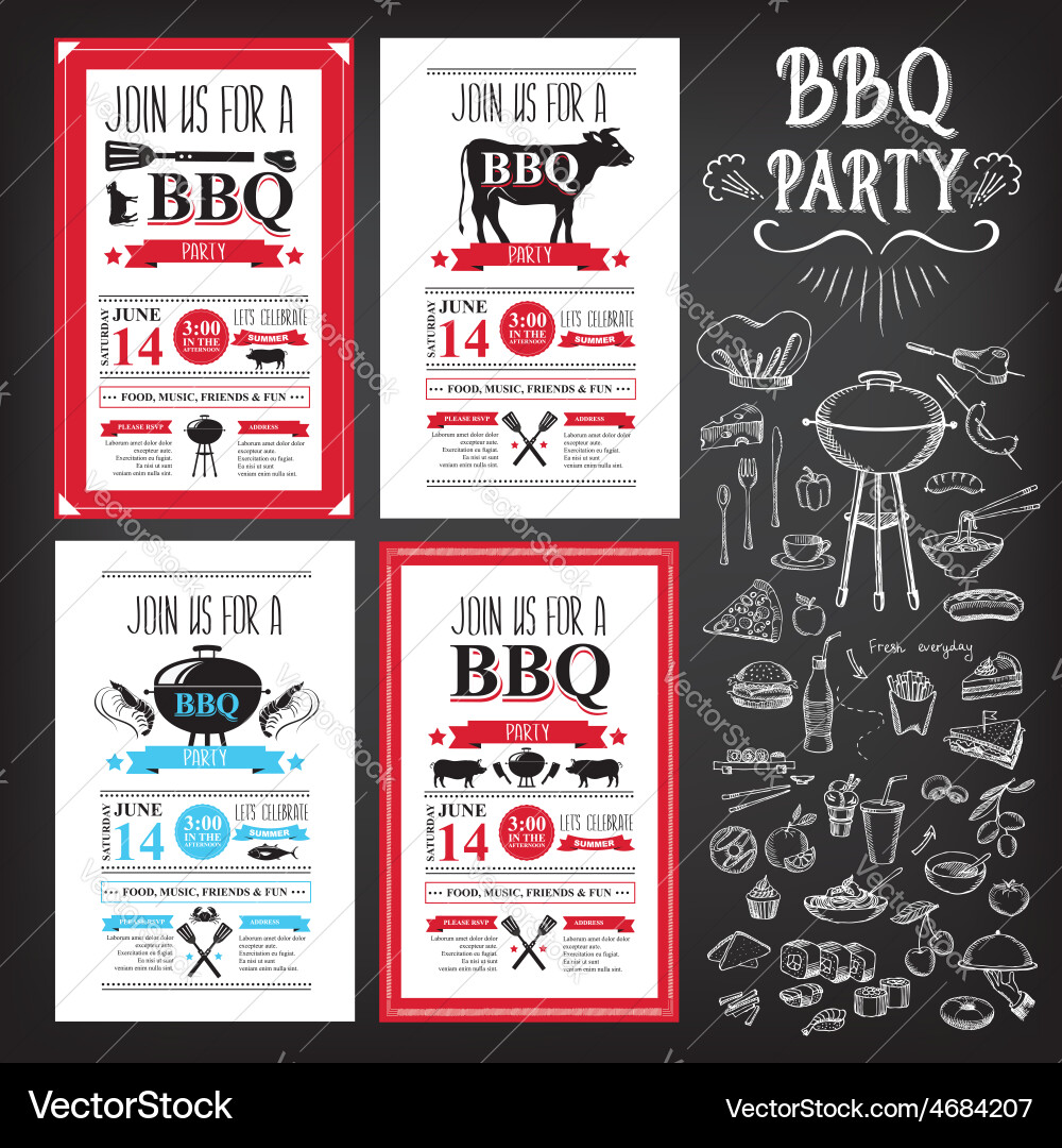 Barbecue party invitation bbq template menu design