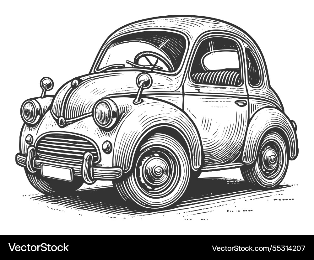 Classic retro car engraving Royalty Free Vector Image