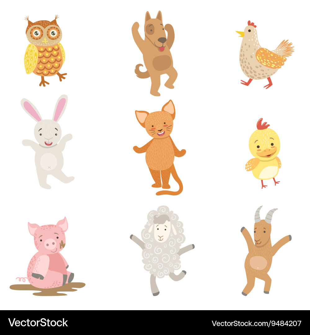 Humanized animals collection of artistic funny Vector Image