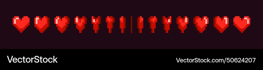 Pixel art heart retro hearts rotation for old Vector Image