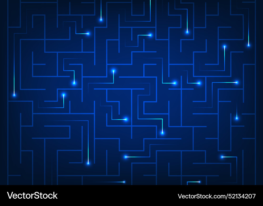 Technology background maze with light lines Vector Image