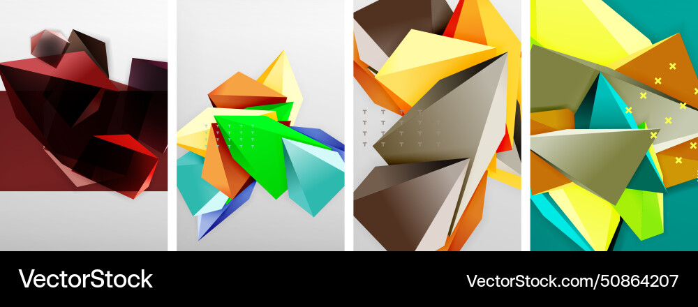 Trendy low poly 3d triangle shapes and other Vector Image