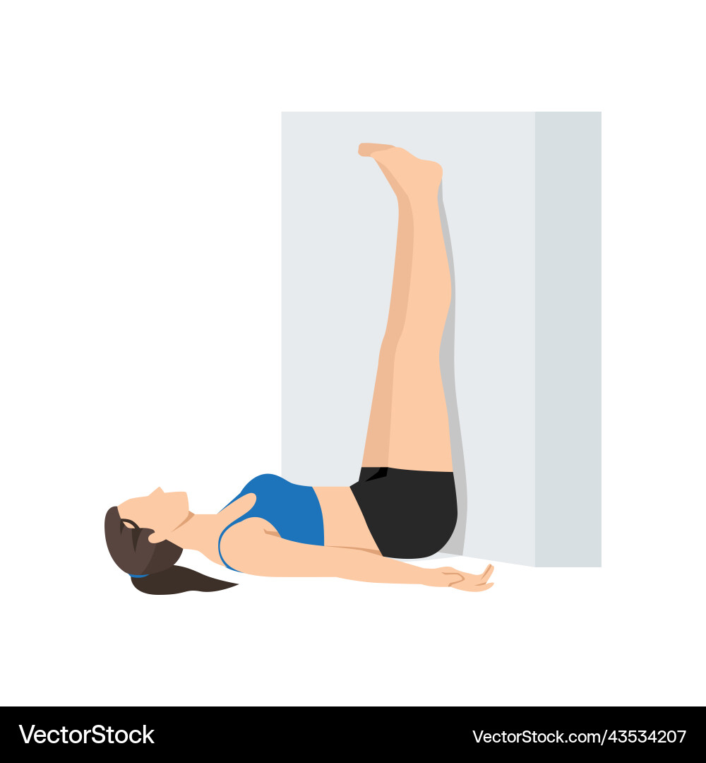 Woman doing legs up the wall stretch exercise Vector Image