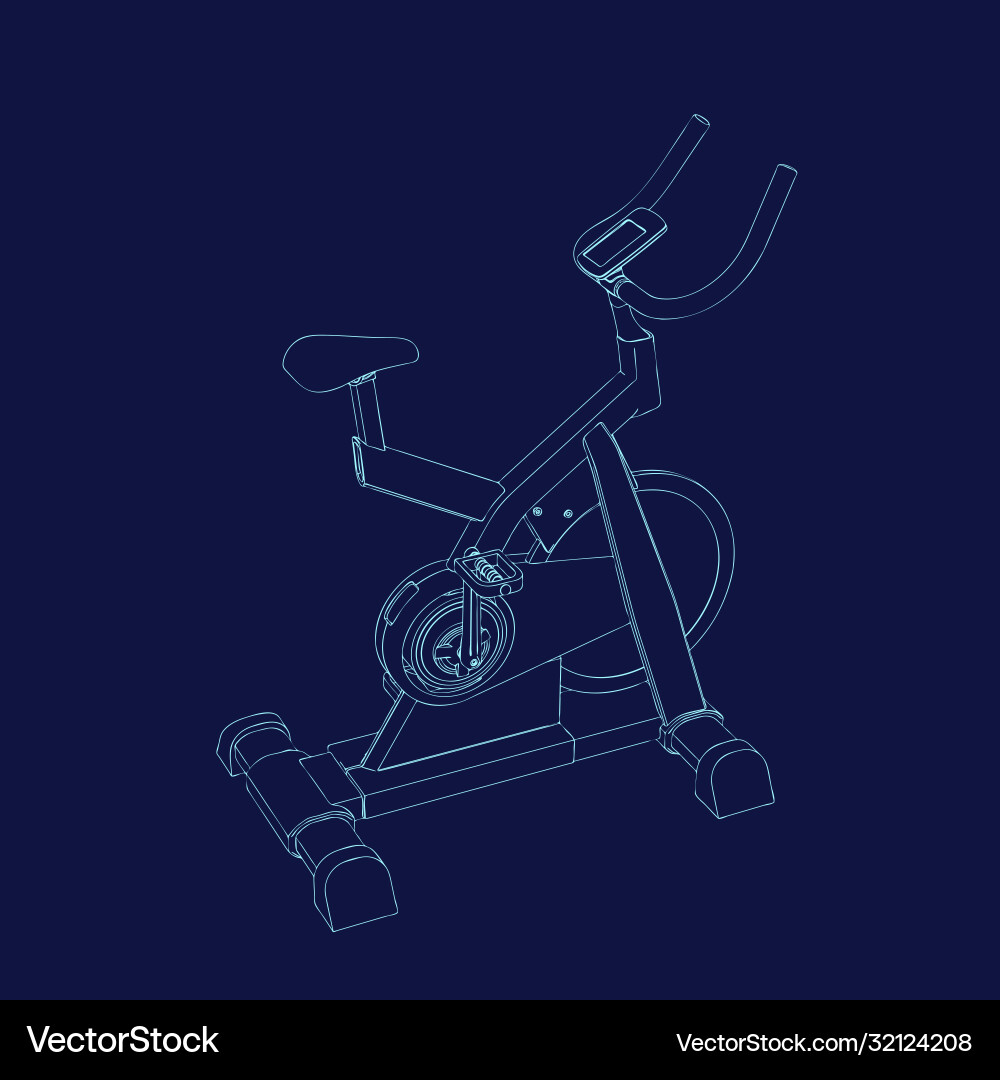 Bicycle exercise machine outline Royalty Free Vector Image