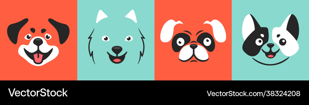 Draw dog face set Royalty Free Vector Image - VectorStock