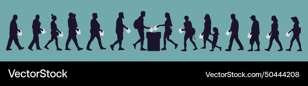 Election silhouette of people voting crowd Vector Image
