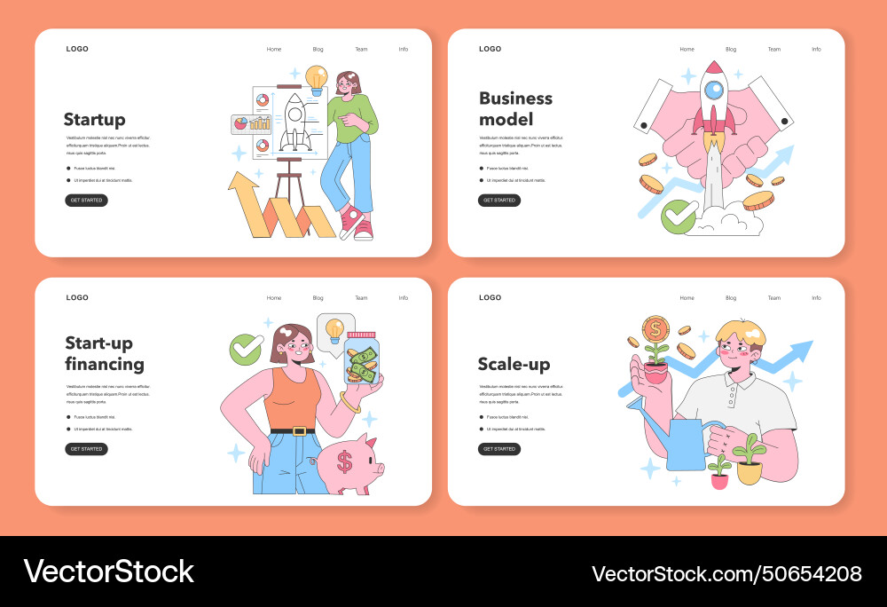 Entrepreneurship set flat Royalty Free Vector Image