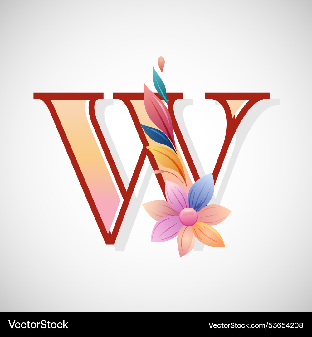 Floral alphabet w initial letter for wedding Vector Image