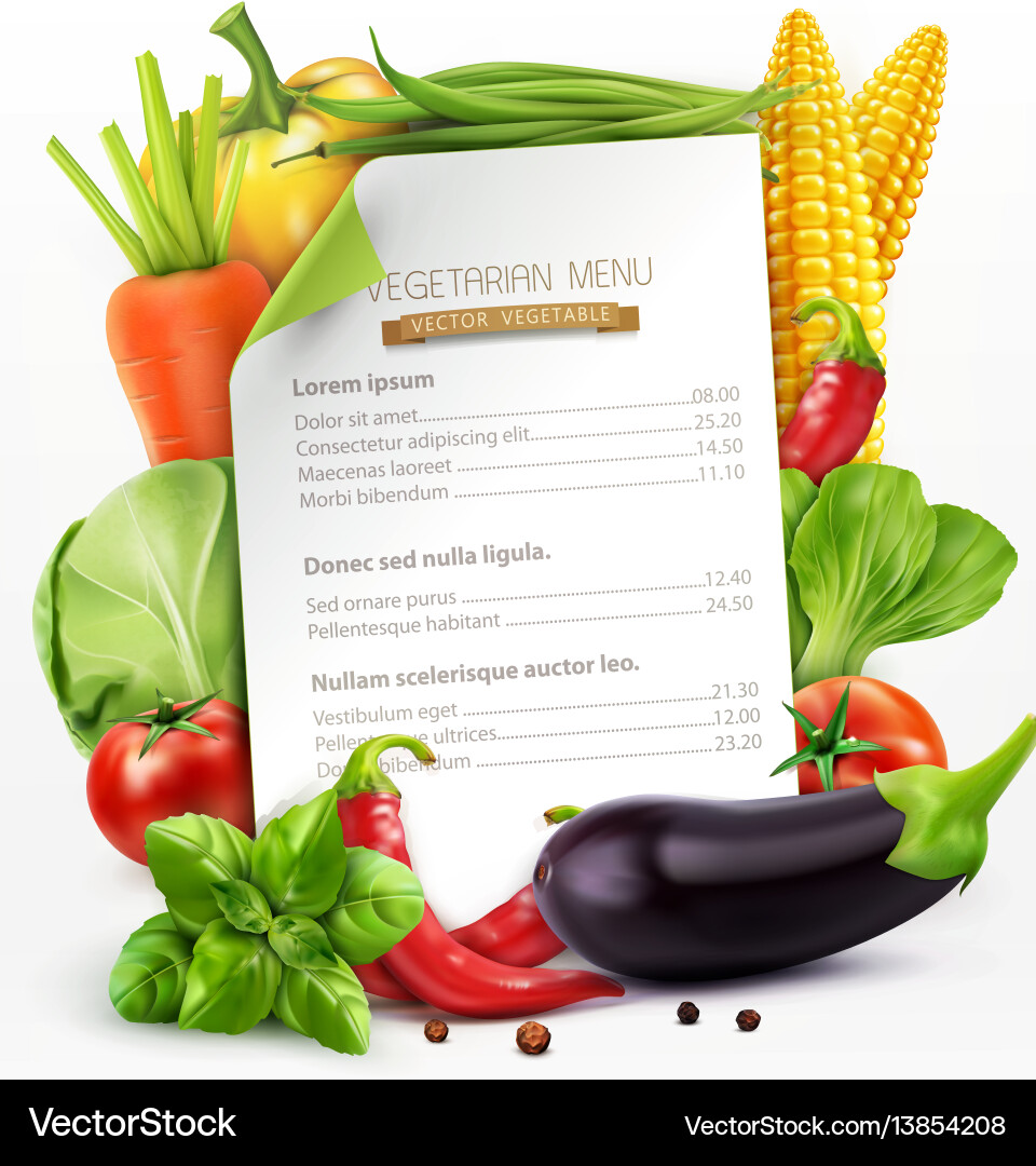 Fresh Vegetable Menu Royalty Free Vector Image