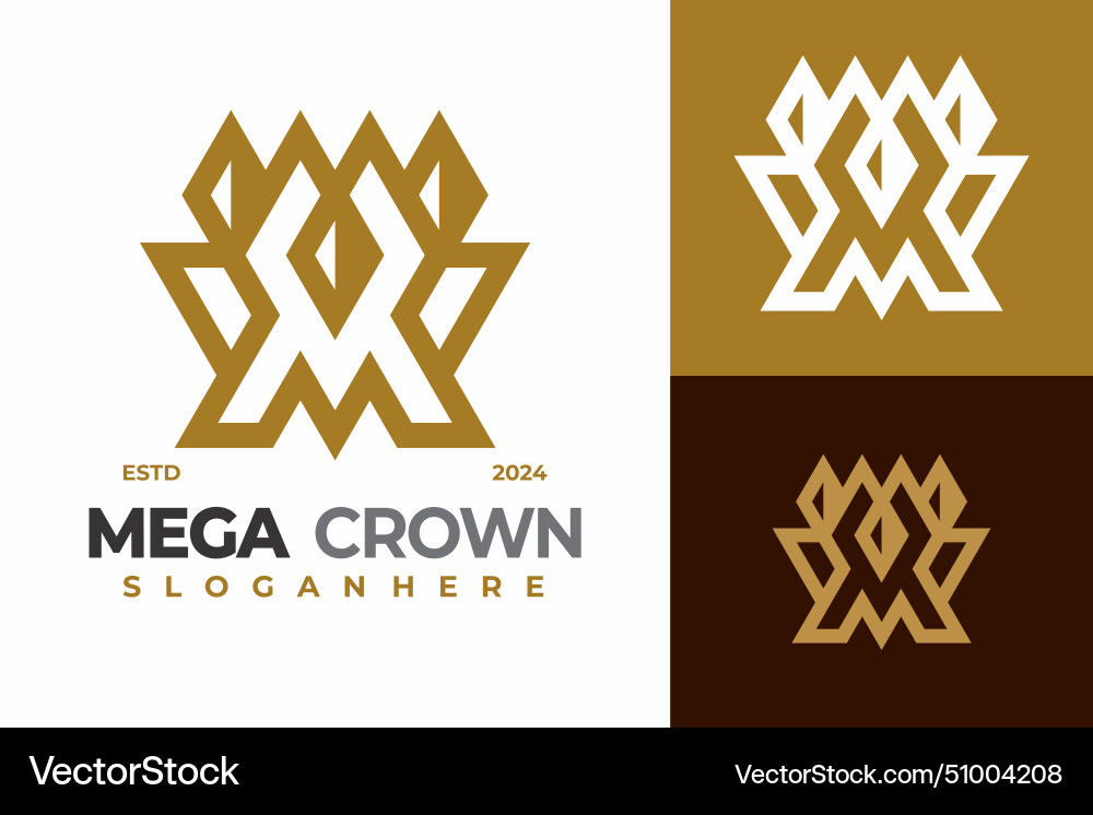 Letter m crown logo design symbol icon Royalty Free Vector