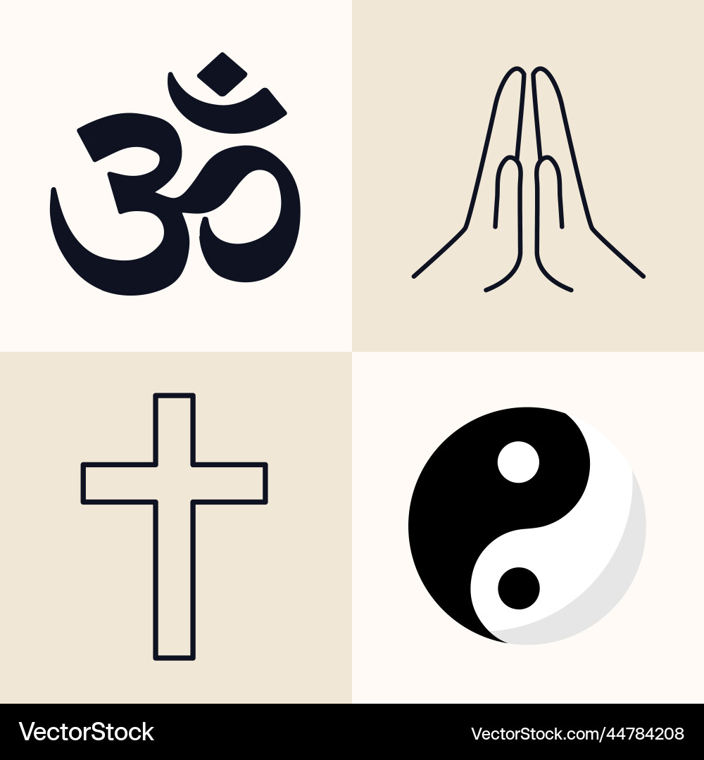 Mixed religious symbols set Royalty Free Vector Image