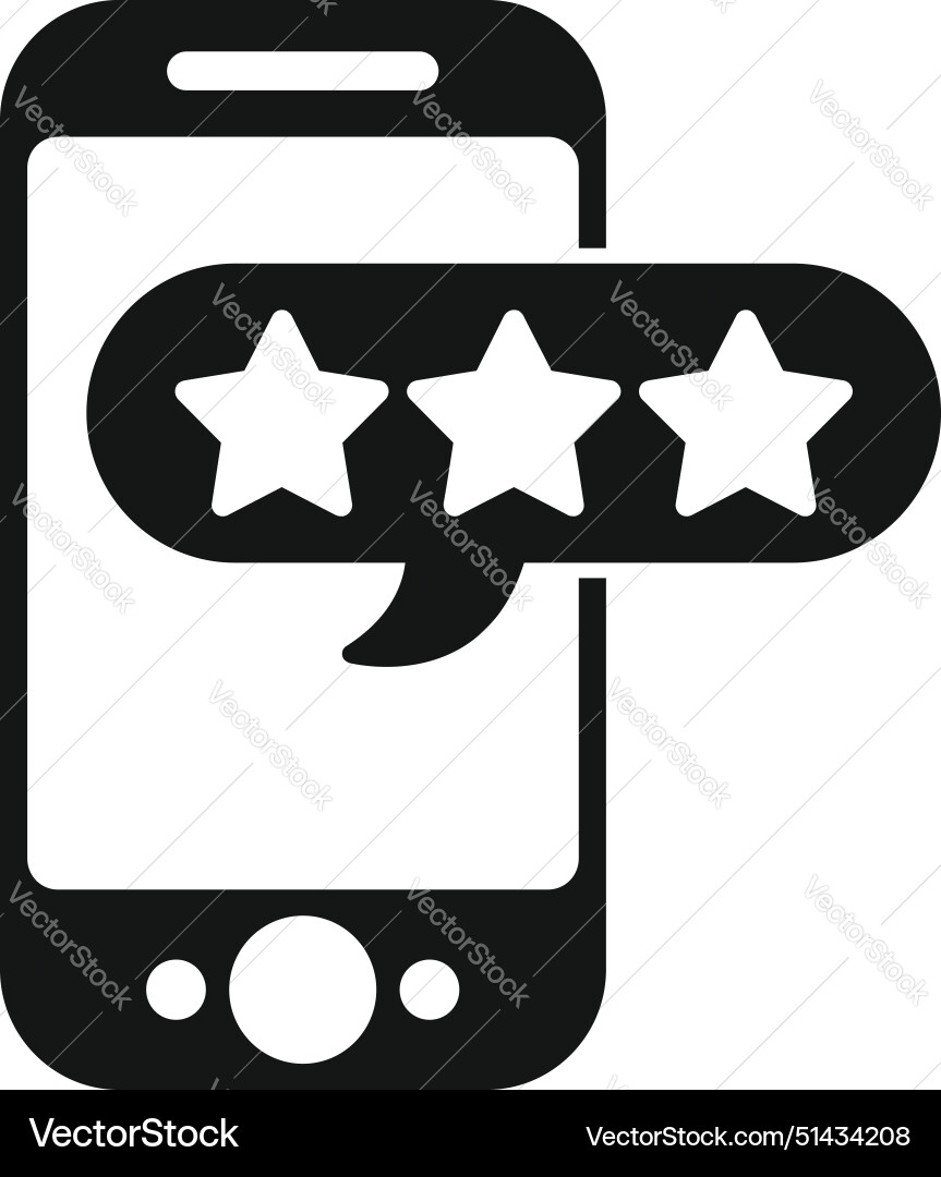 Mobile rating icon with three stars on speech Vector Image