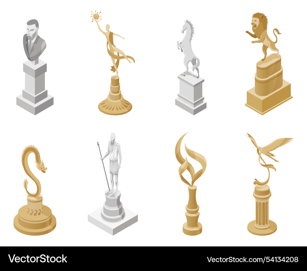 Monument icons isometric collection symbol Vector Image