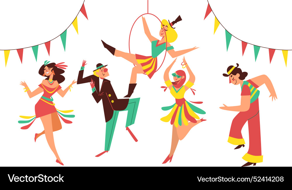 With carnival dancers collection Royalty Free Vector Image