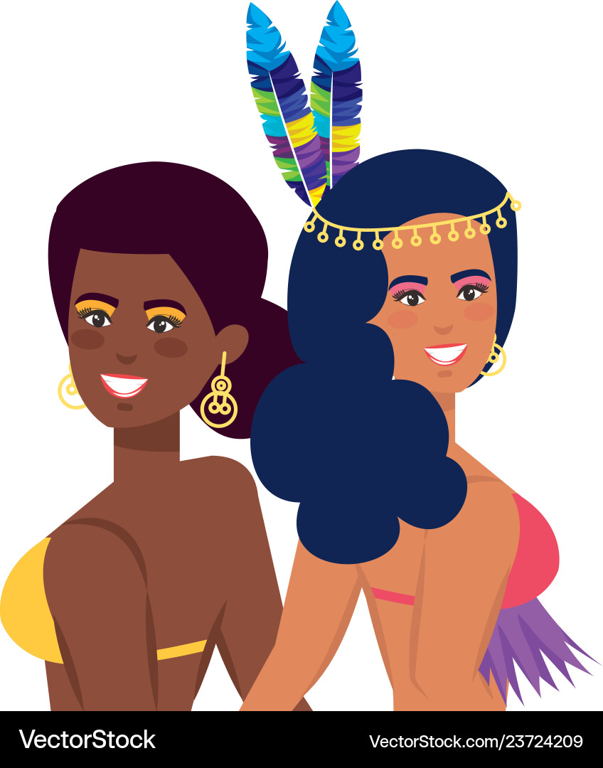 Beautiful brazilian garotas characters Royalty Free Vector