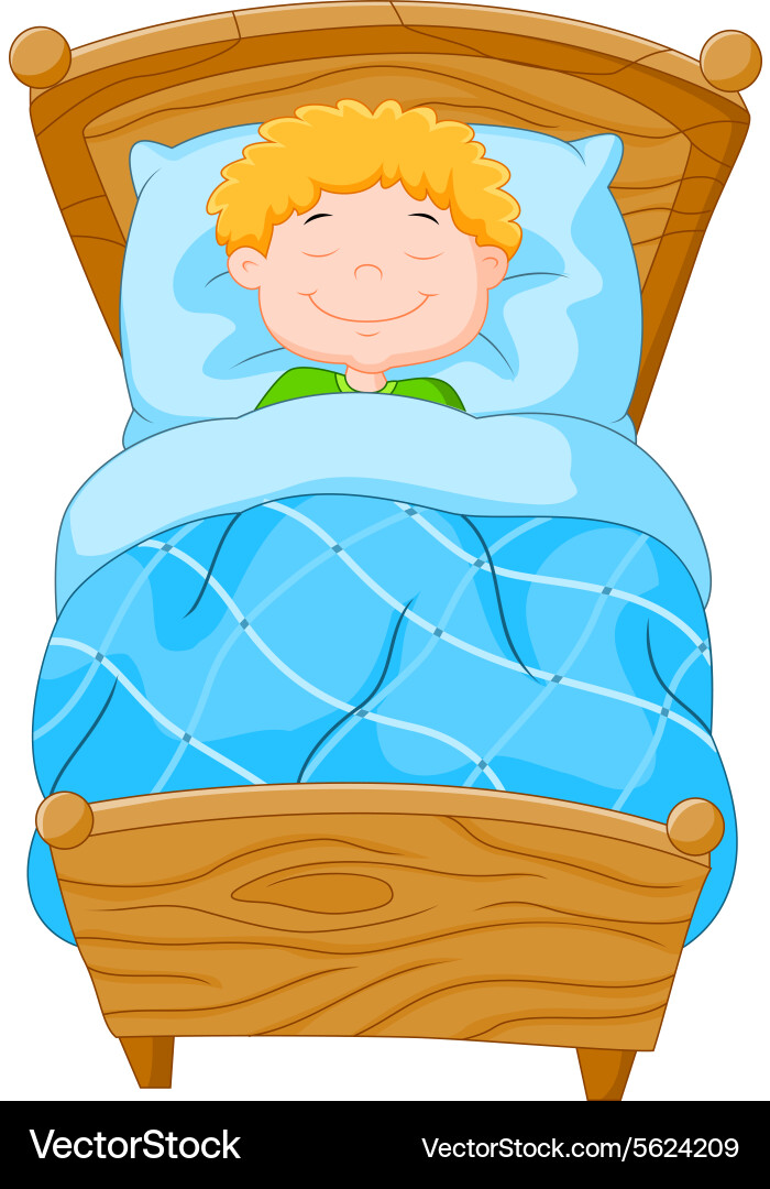 Cartoon little boy fell asleep Royalty Free Vector Image