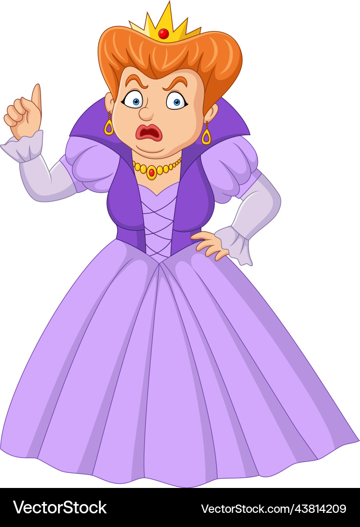 Cartoon queen with an angry expression Royalty Free Vector