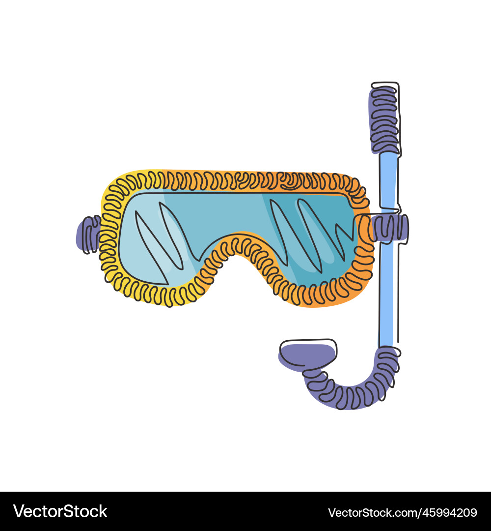 Continuous one line drawing scuba diving mask Vector Image