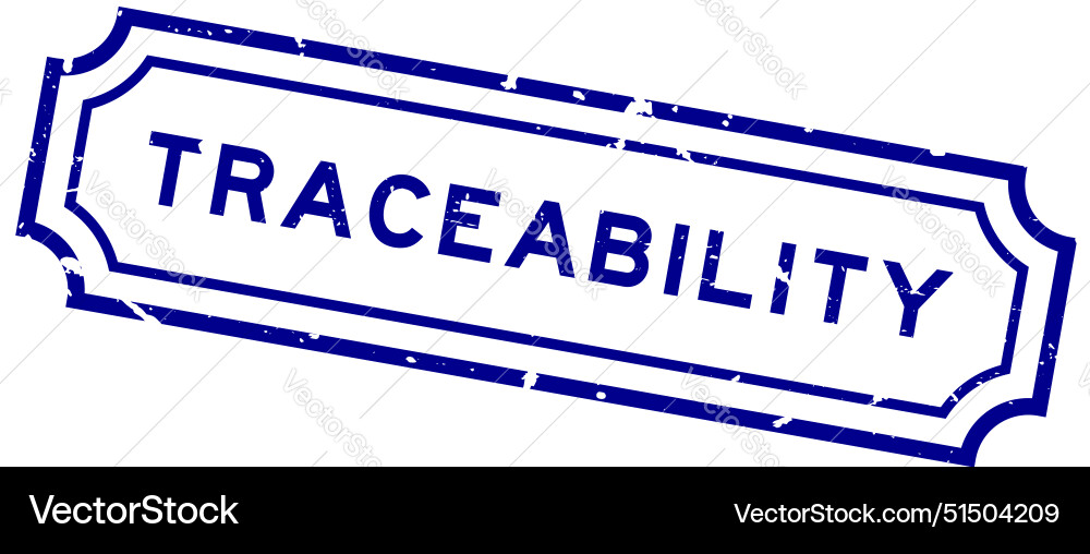 Grunge blue traceability word rubber seal stamp Vector Image