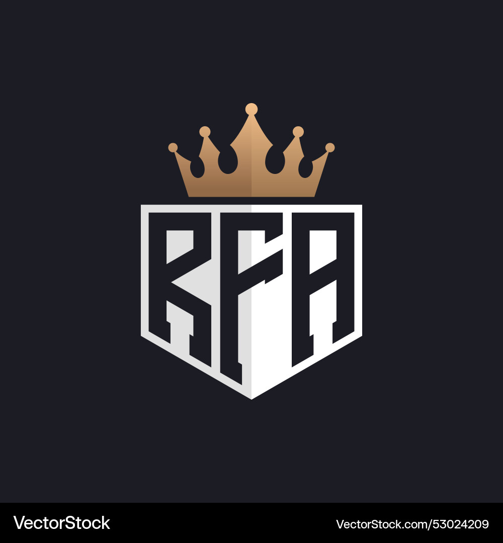 Luxus-Rfa-Logo mit Krone elegante Initialen Vektorbild