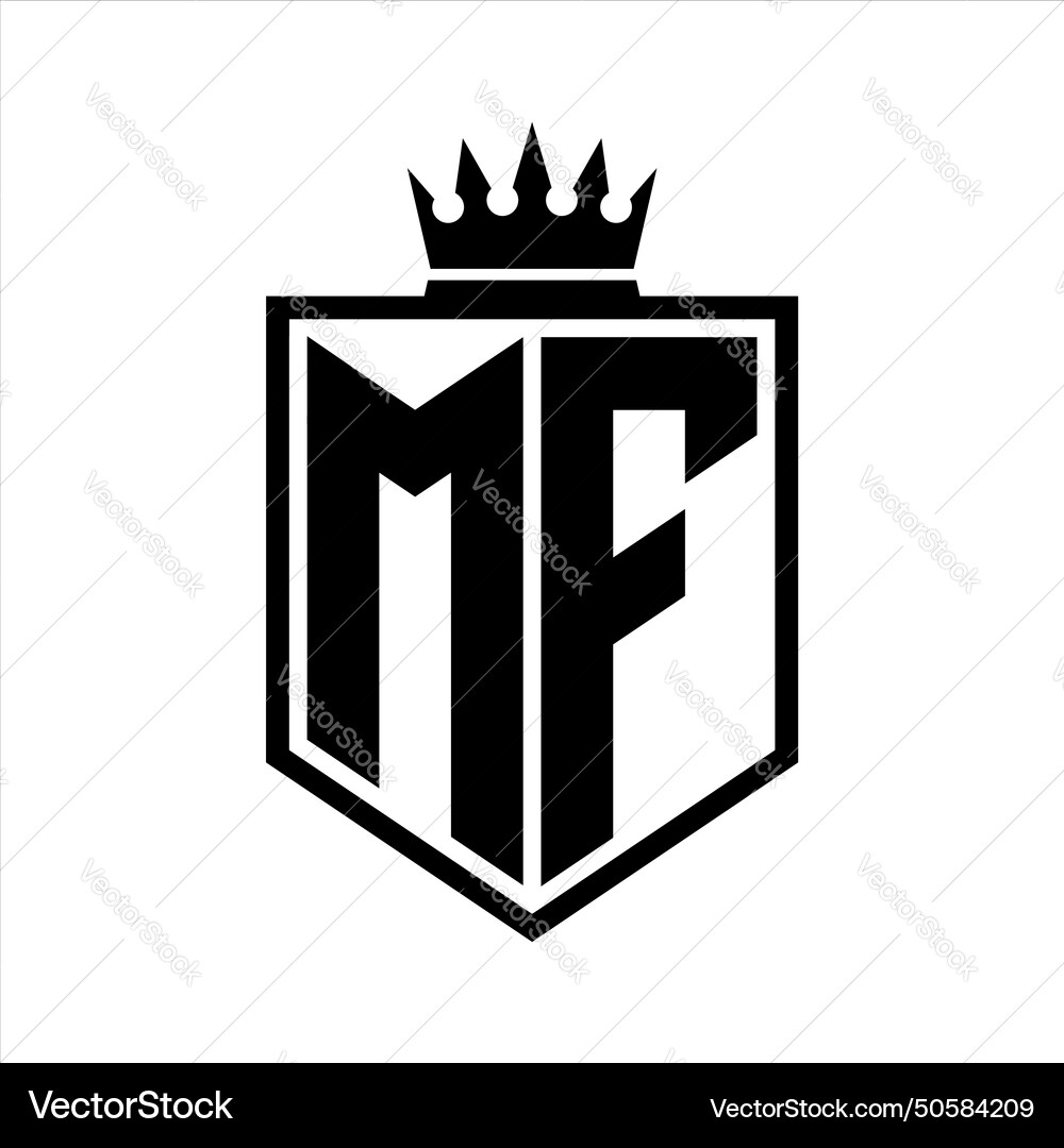 Mf logo monogram bold shield geometric shape Vector Image