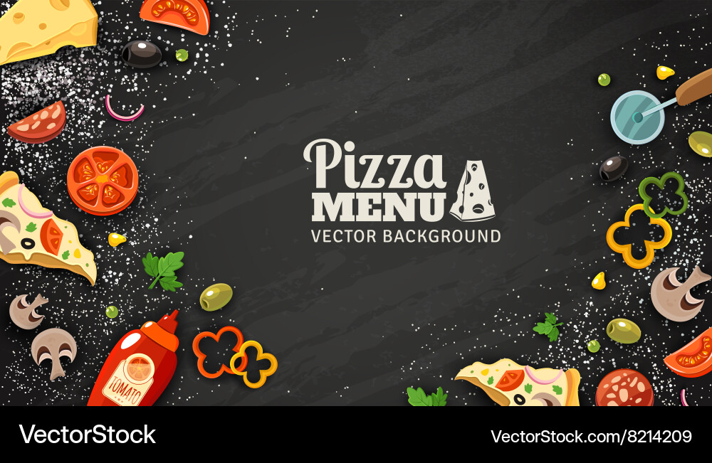 Pizza menu chalkboard background Royalty Free Vector Image