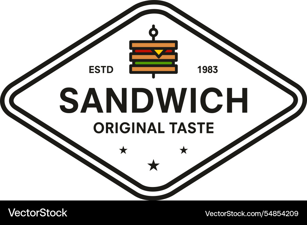 Sandwiches vintage stamp label Royalty Free Vector Image