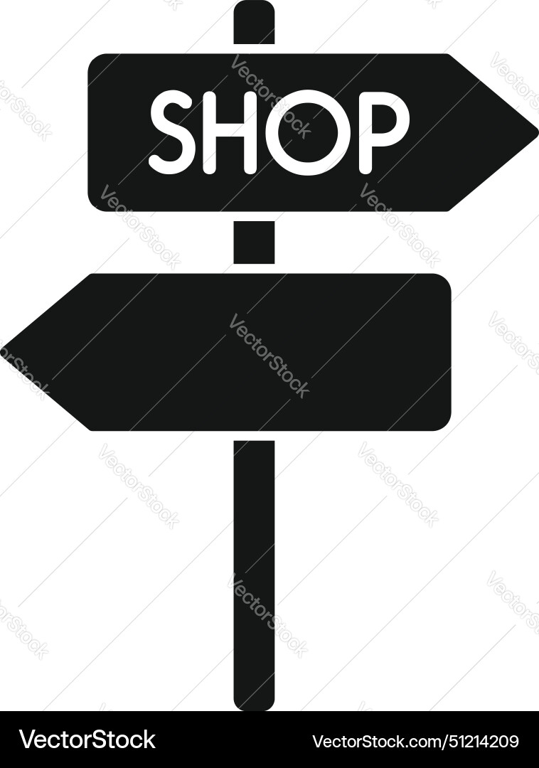 Shop direction road board icon simple Royalty Free Vector