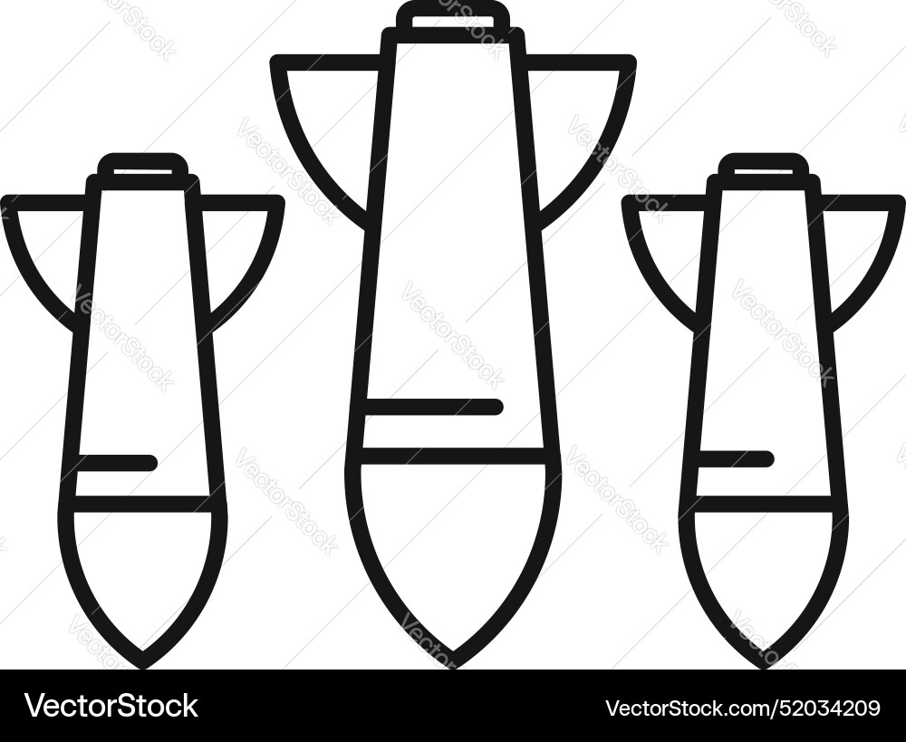 Three different size atomic bombs representing Vector Image
